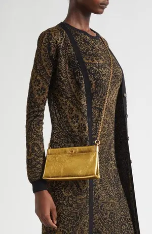 Etro Mini Talk Metallic Leather Clutch