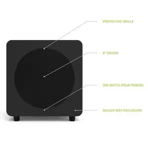 KANTO Sub8 8" Sealed Powered Subwoofer - Matte Black