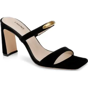 L'Agence Catriona Block Heel Sandals - Black Suede