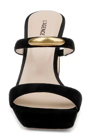 L'Agence Catriona Block Heel Sandals - Black Suede