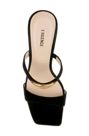 L'Agence Catriona Block Heel Sandals - Black Suede
