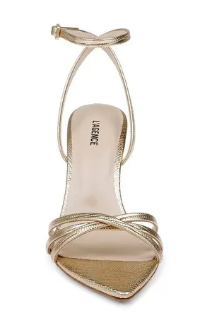 L'Agence Ankle Strap Sandal - Gold Lizard