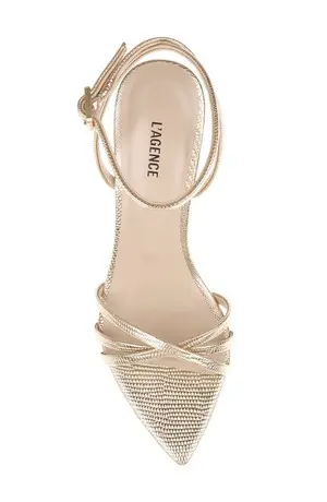 L'Agence Ankle Strap Sandal - Gold Lizard