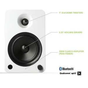 KANTO Yu6 Powered Bookshelf Speakers With Built-in Bluetoothpair - Matte White