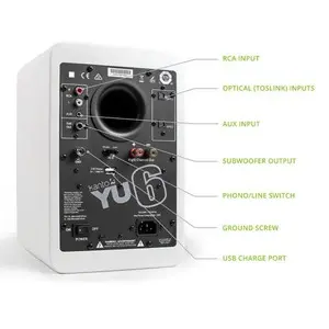 KANTO Yu6 Powered Bookshelf Speakers With Built-in Bluetoothpair - Matte White