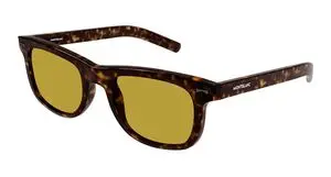 Montblanc Rectangular Havana Sunglasses - Havana Havana Yellow/yellow (mb0260s/002)