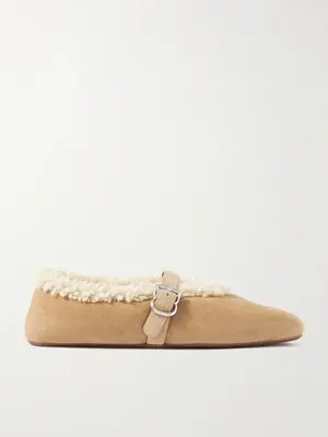 Alaïa Shearling Ballet Flats - Brown