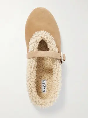 Alaïa Shearling Ballet Flats - Brown