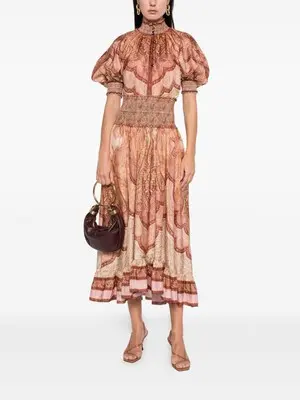 Zimmermann Wanderlust Silk Maxi Skirt - Red