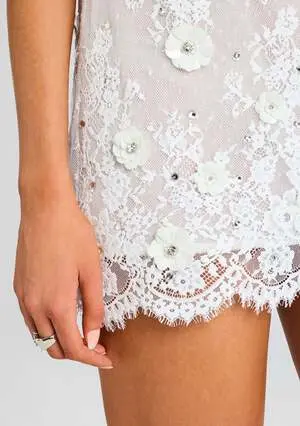 Retrofete Banks Lace Embellished Dress - White/silver