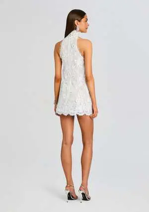 Retrofete Banks Lace Embellished Dress - White/silver