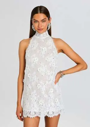 Retrofete Banks Lace Embellished Dress - White/silver