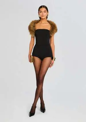 Retrofete Salmee Faux Fur Romper - Black/red Fox