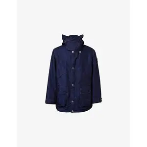 Stone Island Hooded Patch-pocket Denim Parka Jacket - Blue Rinse