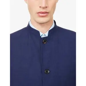 Paul Smith Collarless Wool-linen Blend Jacket