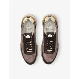 Brunello Cucinelli Panelled Suede And Leather Trainers