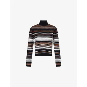 ME+EM Striped High-neck Wool-blend Jumper