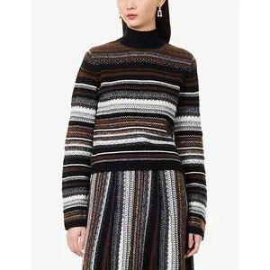 ME+EM Striped High-neck Wool-blend Jumper