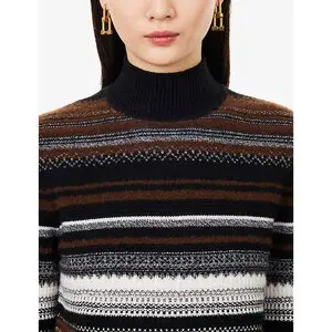 ME+EM Striped High-neck Wool-blend Jumper