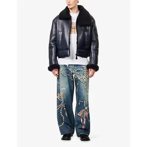 Acne Studios Wide-collared Buckled Leather And Shearling Aviator Jacket