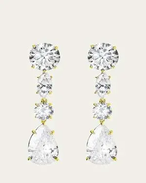FANTASIA BY DESERIO 12 Tcw Linear Cz Drop Earrings - Gold