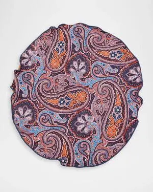 EDWARD ARMAH Men & Apos;s Reversible Paisley Silk Pocket Circle Orange
