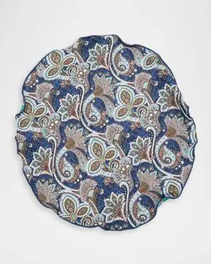 EDWARD ARMAH Men & Apos;s Reversible Floral To Paisley Silk Pocket Circle Blue