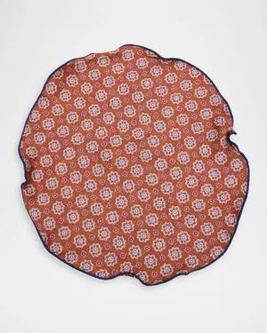 EDWARD ARMAH Men & Apos;s Reversible Houndstooth To Medallion Silk Pocket Circle Red