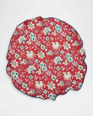 EDWARD ARMAH Men & Apos;s Reversible Floral To Geometric Silk Pocket Circle Red