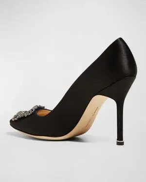 Manolo Blahnik Hangisi 105mm Satin Pumps - Black