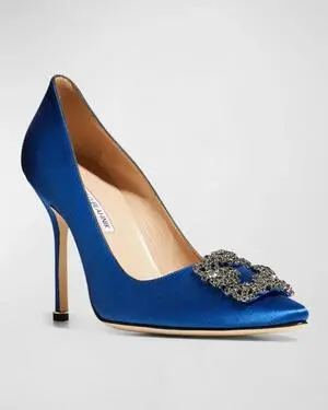 Manolo Blahnik Hangisi 105mm Satin Pumps - Blue