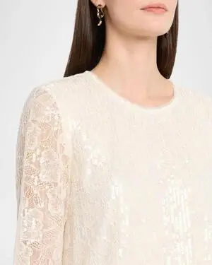 TOCCIN Gramercy Sequined Lace Mini Dress - Ivory