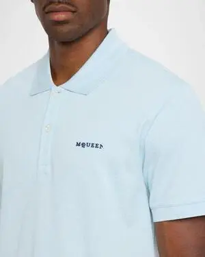 Alexander McQueen Apos;s Embroidered Logo Pique Polo Shirt - Turquoise