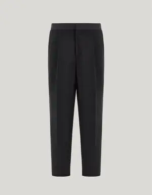 Canali Relaxed Fit Tuxedo Trousers In Stretch Wool - Black