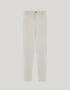 Canali Cotton And Cashmere Gabardine Trousers - White