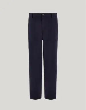 Canali Cotton And Cashmere Gabardine Trousers - Blue
