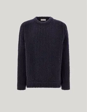 Canali Crew Neck Wool And Silk Bouclé Pullover