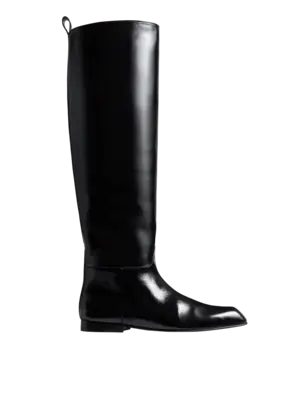 Khaite Colt Knee-high Boots In Glazed Leather - Black