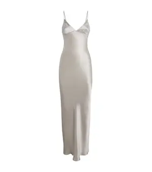 GILDA & PEARL Silk Written In The Stars Nightdress - Silver