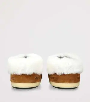 Moon Boot Suede Shearling-trim Evx Mules
