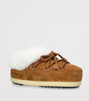 Moon Boot Suede Shearling-trim Evx Mules