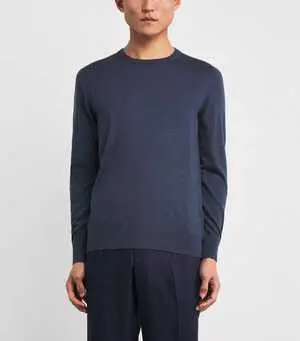 Isaia Wool Crew-neck Sweater - Blue