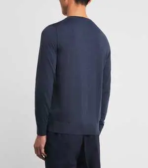 Isaia Wool Crew-neck Sweater - Blue