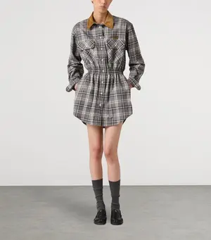 Miu Miu Cotton Flannel Mini Dress
