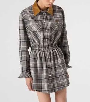 Miu Miu Cotton Flannel Mini Dress