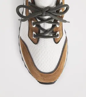 Eleventy Leather Mesh Sneakers