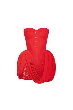 MILLA Corset Mini Dress With Draped Skirt