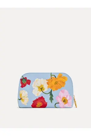 Oscar De La Renta Poppy-printed Medium Cosmetic Case - Natural