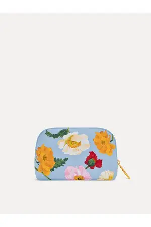 Oscar De La Renta Poppy-printed Small Cosmetic Case - Natural