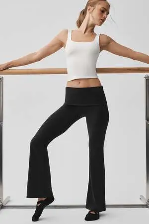 Alo Yoga Softsculpt 7/8 Foldover Flare Legging - Black